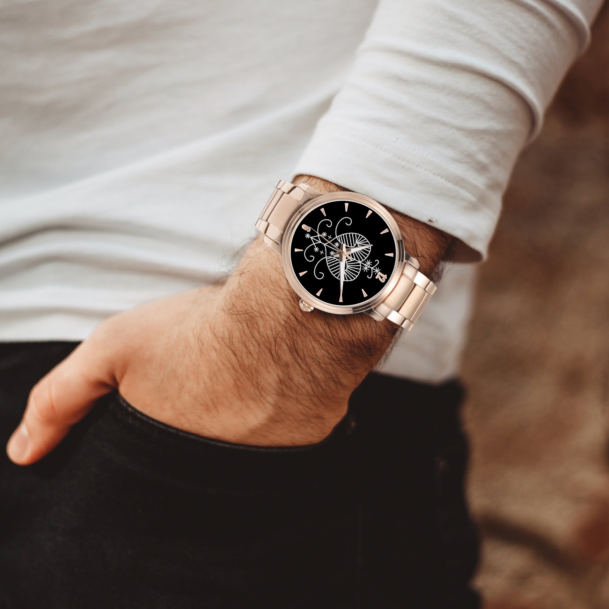 New Steel Strap Automatic Watch (With Black Screen and Indicators ...